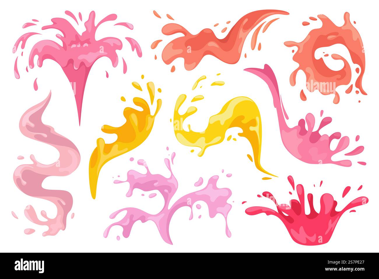 Liquid splashes with drops mega set graphic elements in flat design ...