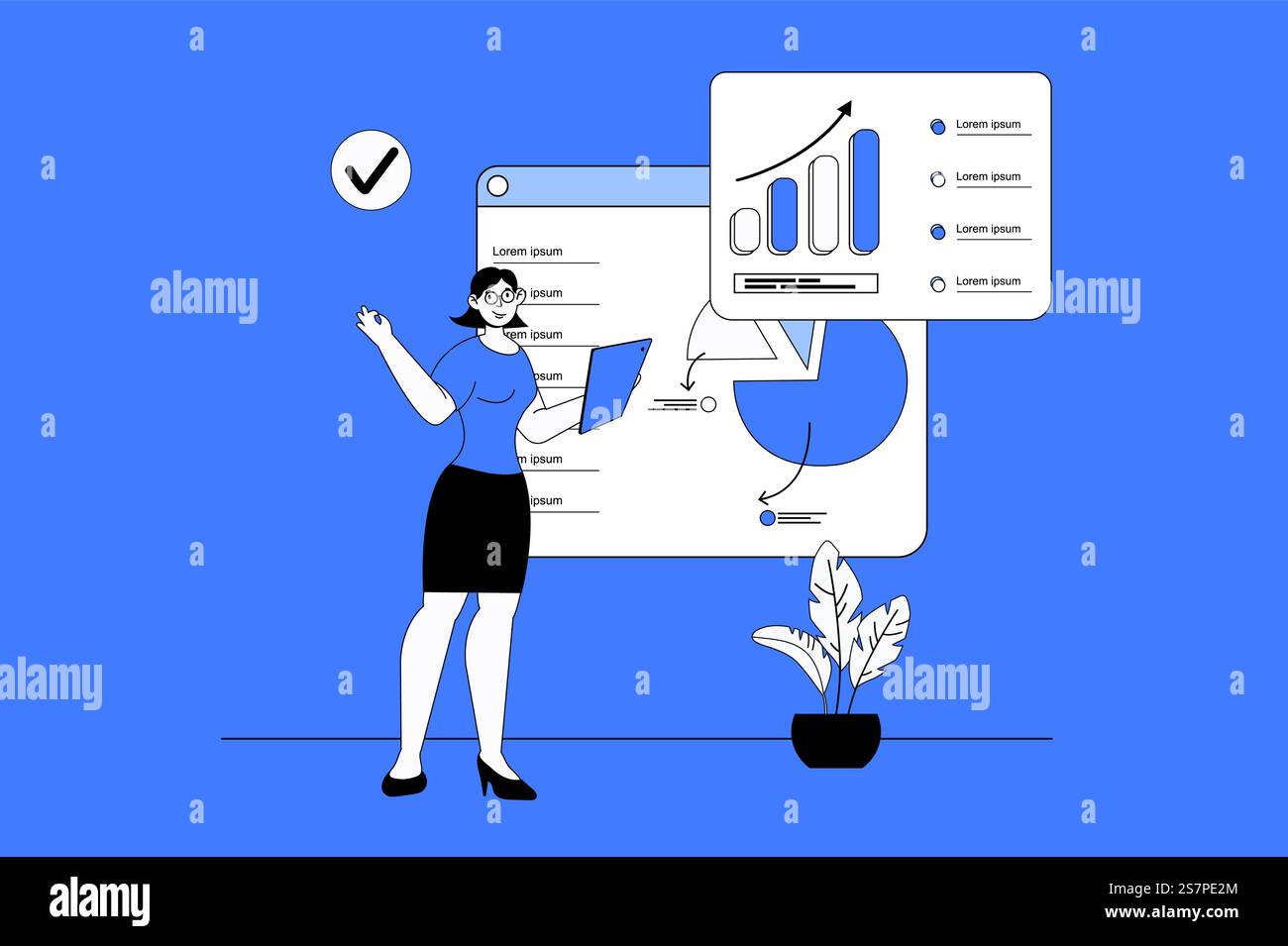 Financial analytics web concept with character scene in flat design ...