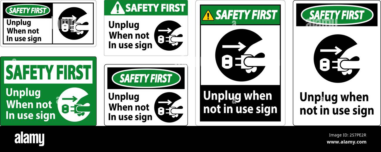 Safety First Unplug When Not In Use Symbol Sign Stock Vector Image ...