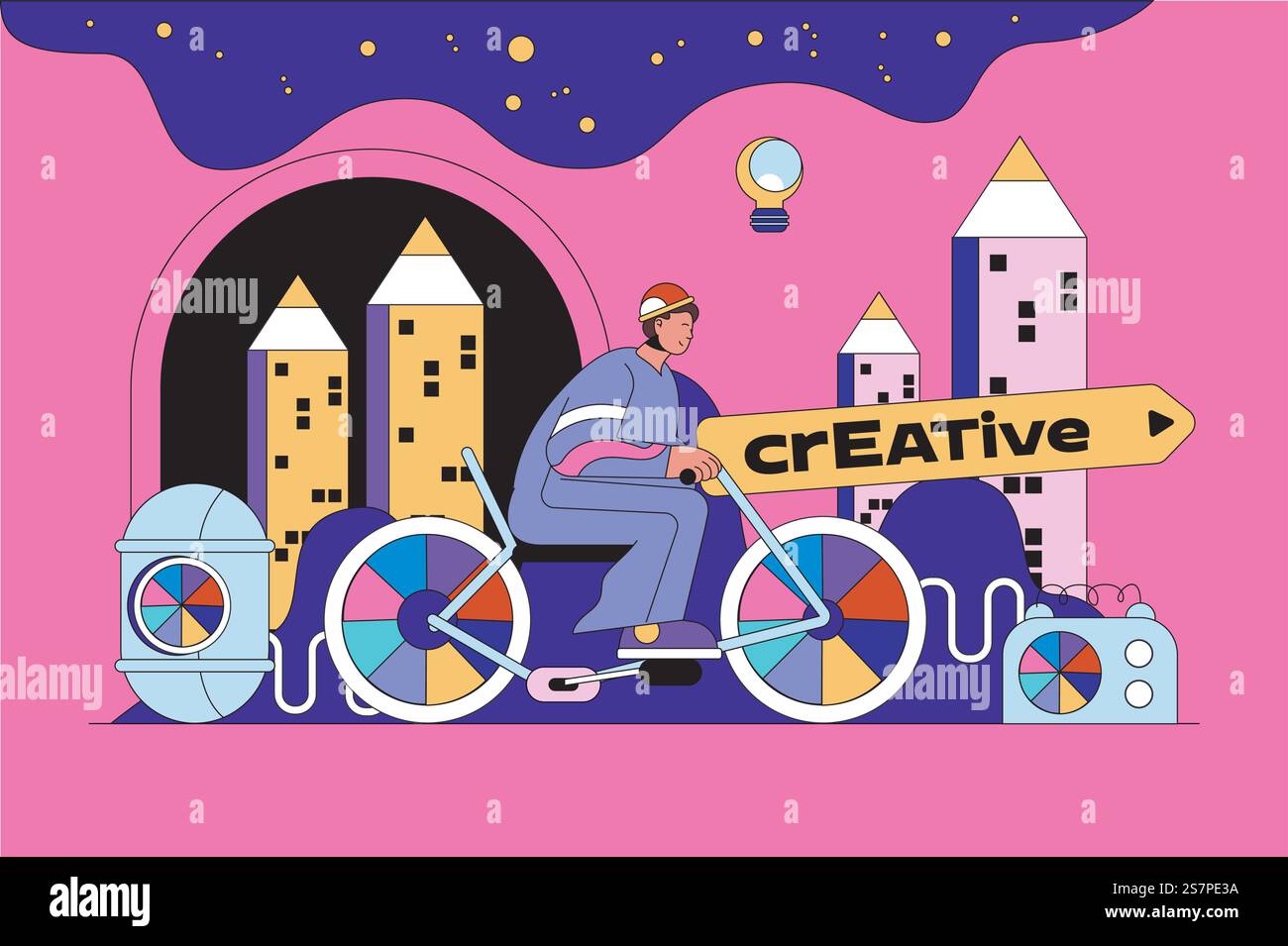 Creative process web concept with character scene man brainstorming hi-res stock photography and ...