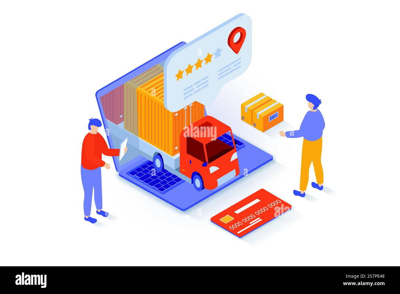 Transportation and logistics concept in 3d isometric design. People ...