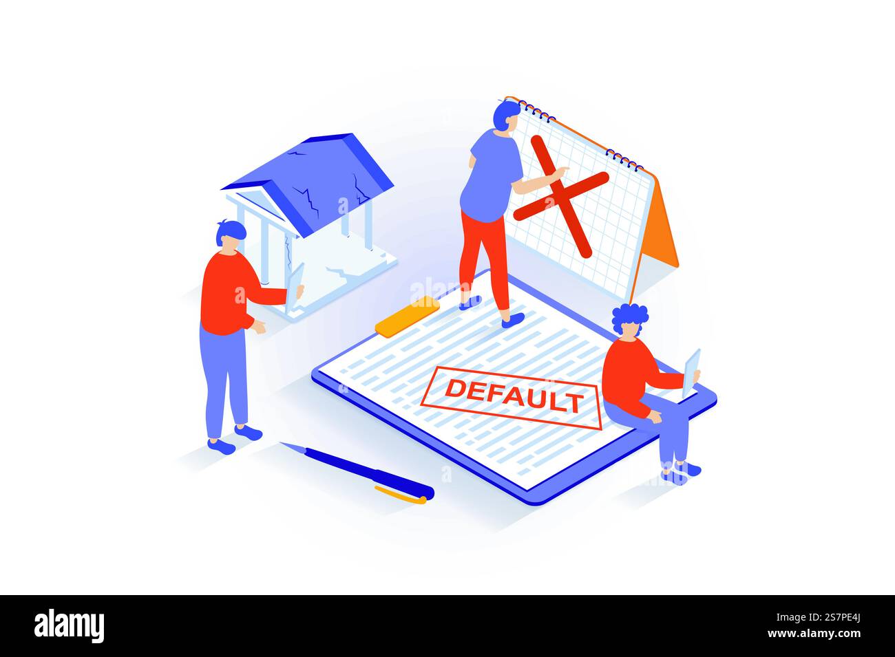 Unemployment and crisis concept in 3d isometric design. People have ...