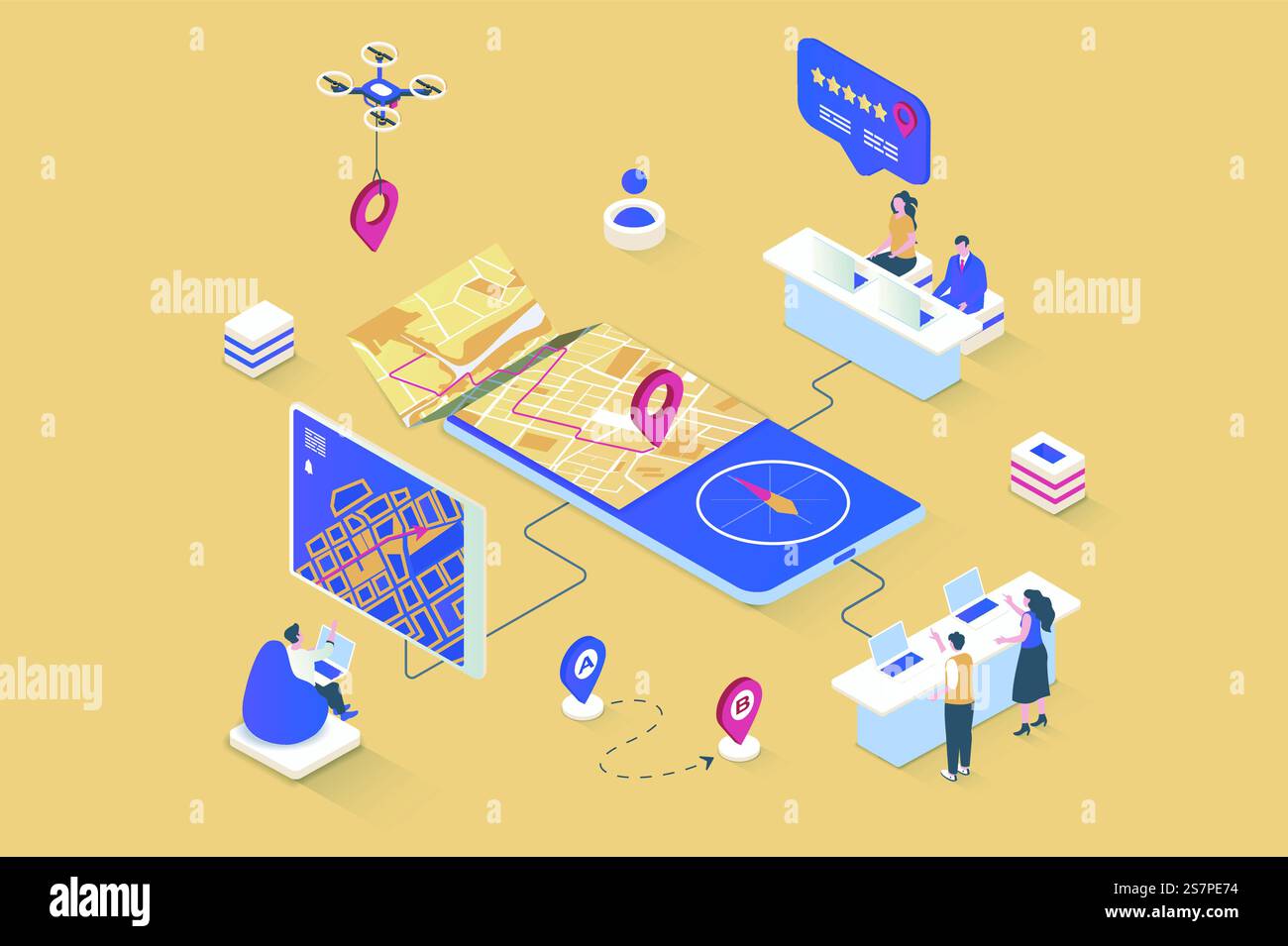 GPS navigation concept in 3d isometric design. Map navigation system ...