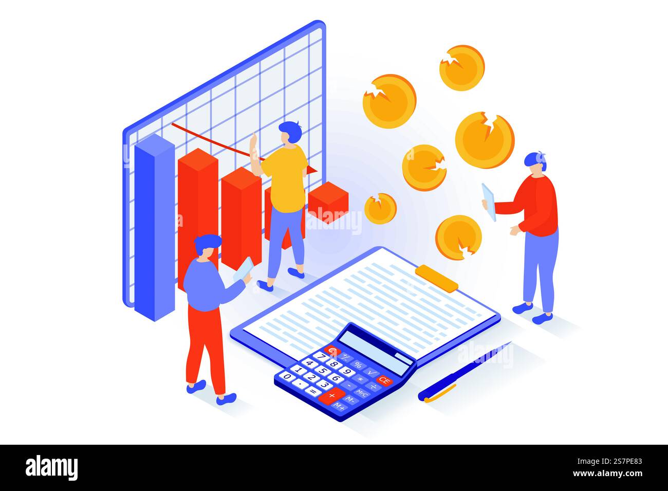 Unemployment and crisis concept in 3d isometric design. People analysis ...