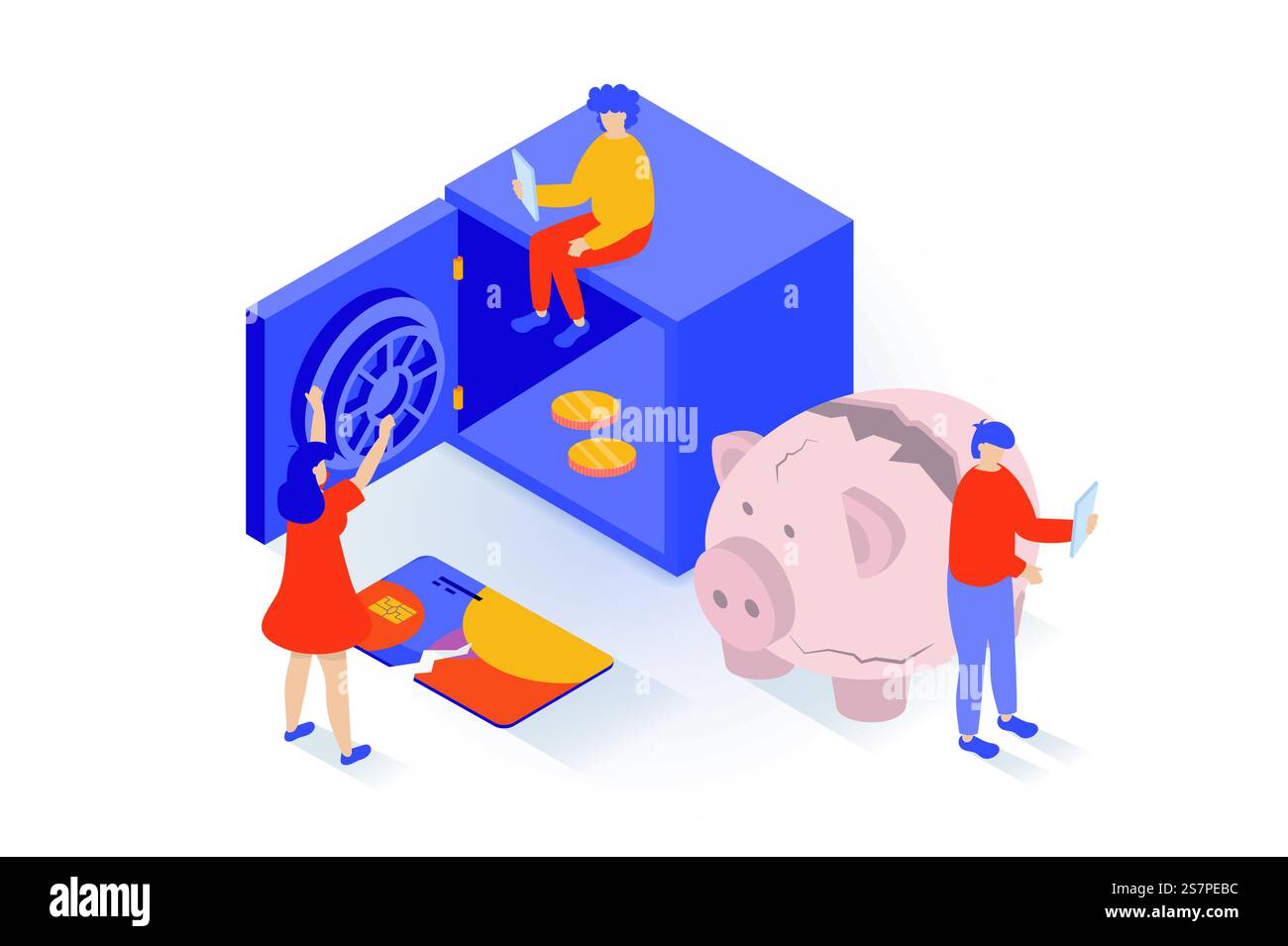 Unemployment and crisis concept in 3d isometric design. People have ...