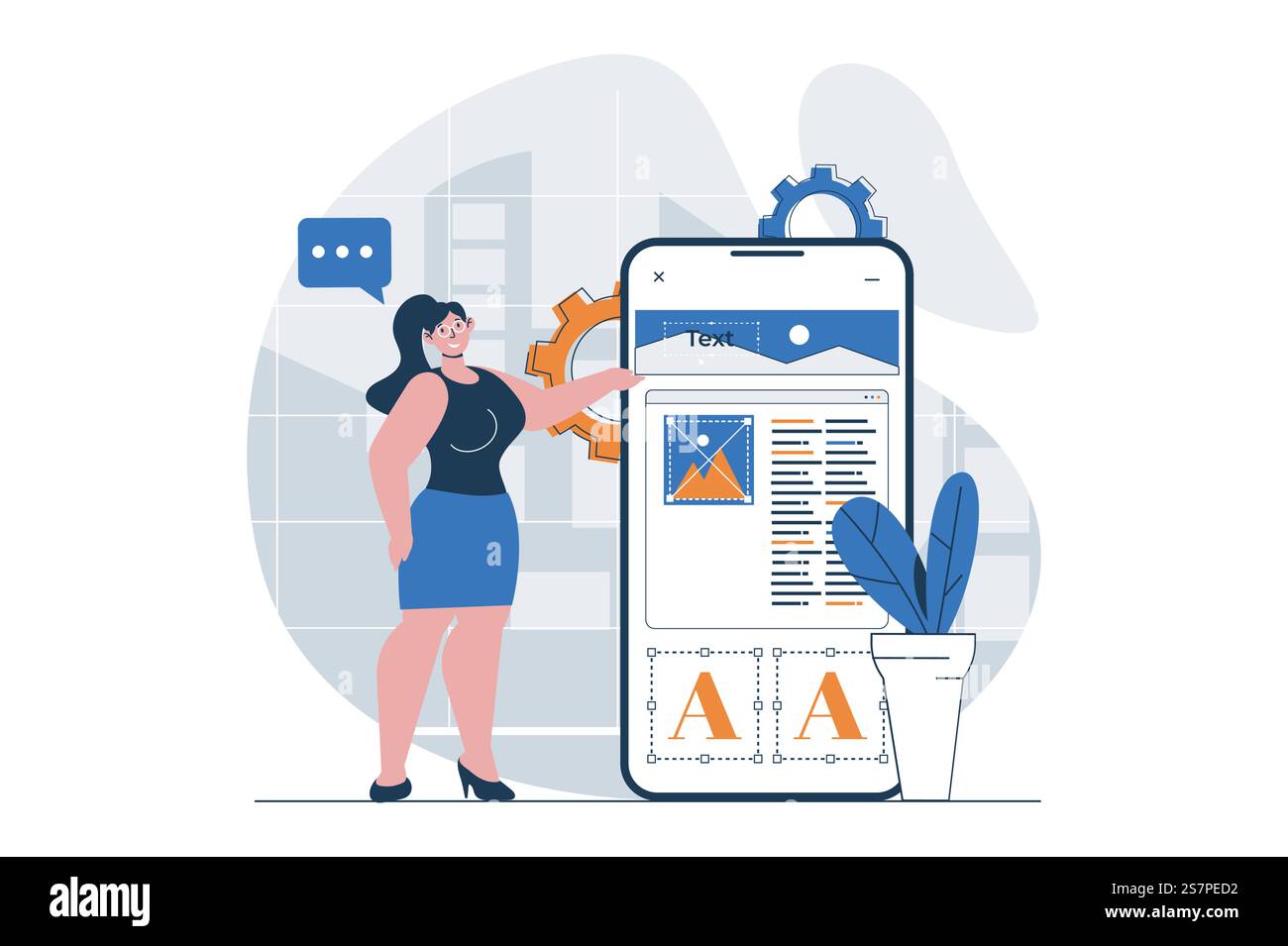 App Development Web Concept With Character Scene Woman Programming Coding Creating Mobile