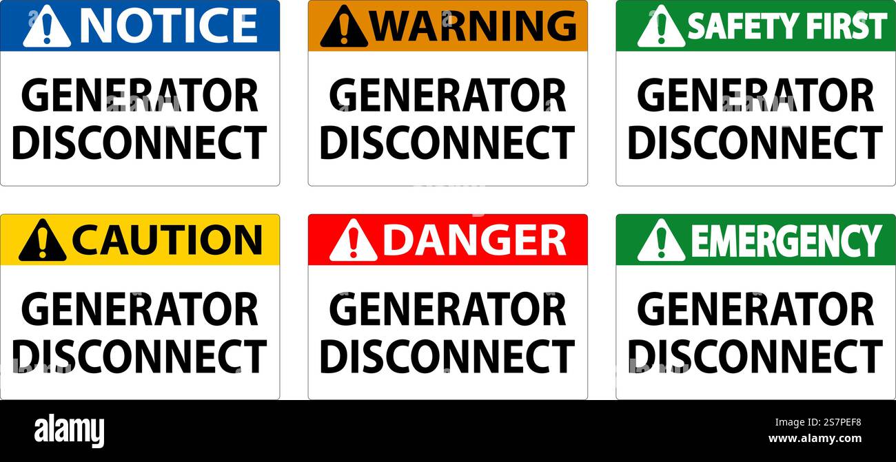 Emergency Sign Generator Disconnect Stock Vector Image & Art - Alamy
