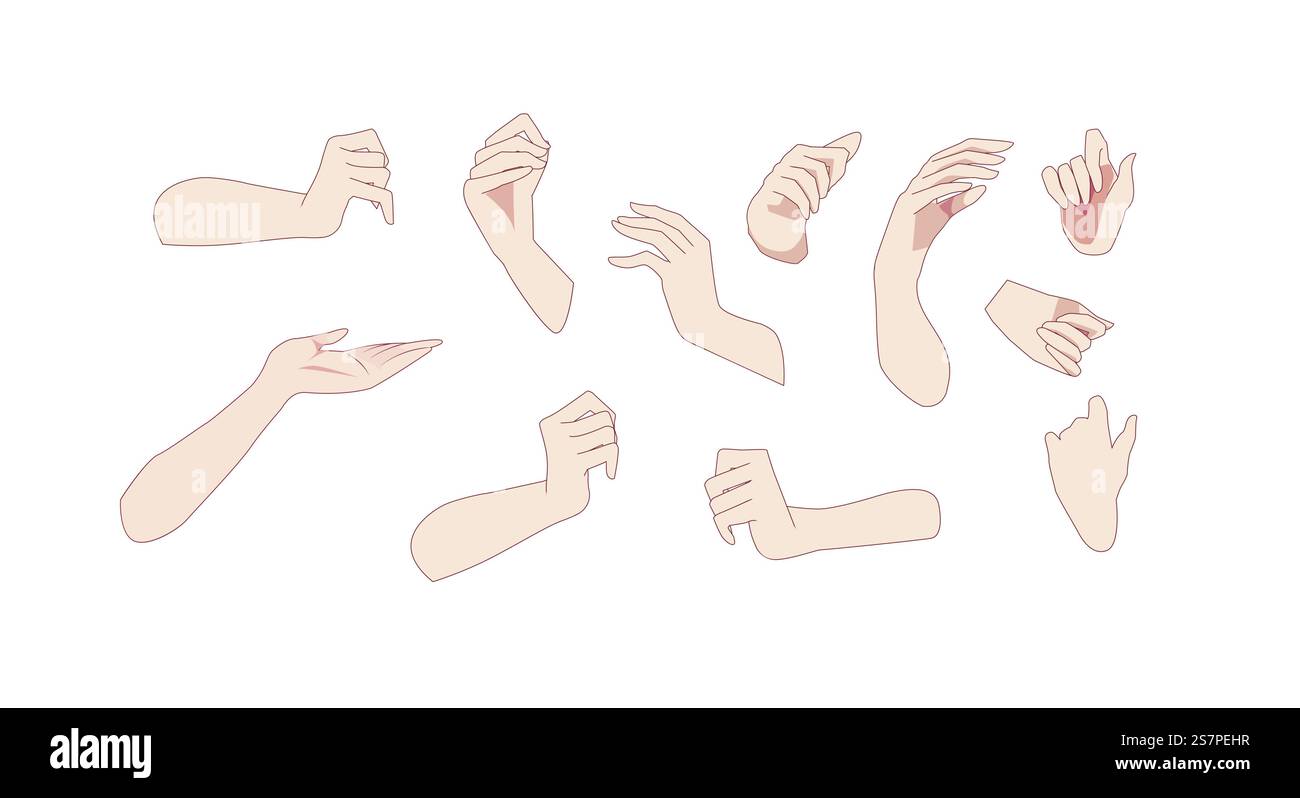Pack of cartoon hands in various gestures. Vector illustrations on isolated background. Pack of ...