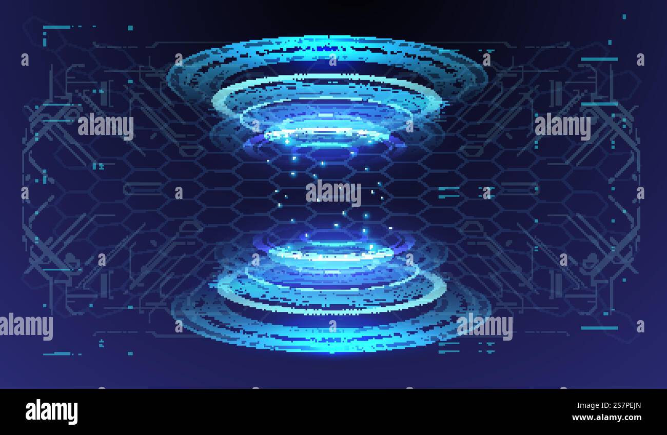 Magic circle teleport podium. Modern stage in cyberpunk style. Vector ...