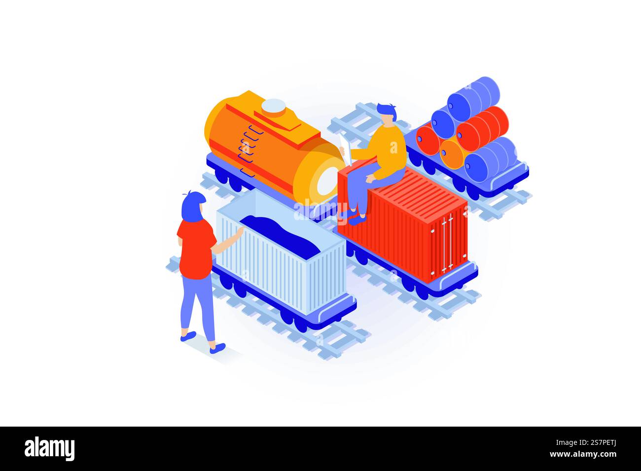 Transportation and logistics concept in 3d isometric design. People use ...