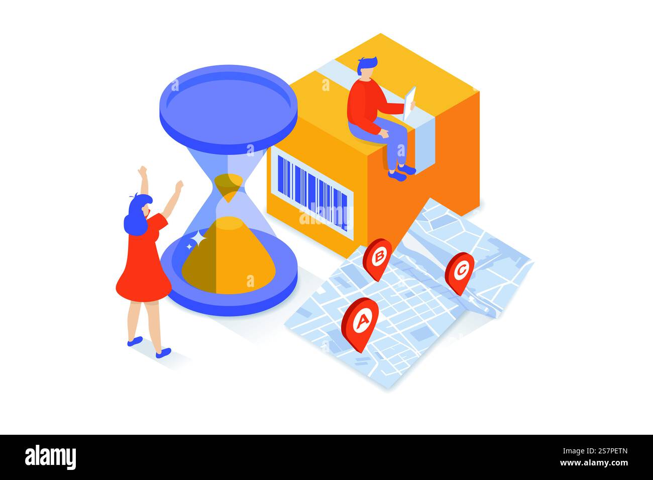 Transportation and logistics concept in 3d isometric design. People ...