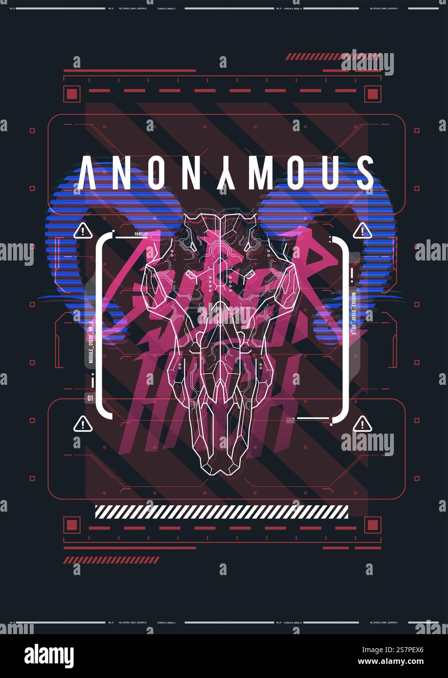 Tech Abstract poster template with HUD elements. cyber culture, Modern ...