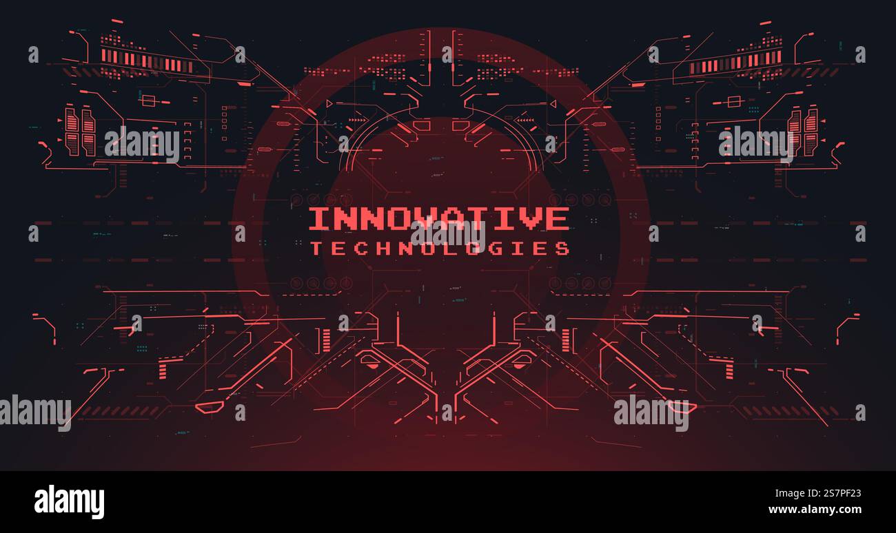 HUD interface backdrop. Cyberpunk Sci-fi illustration. Red Futuristic ...