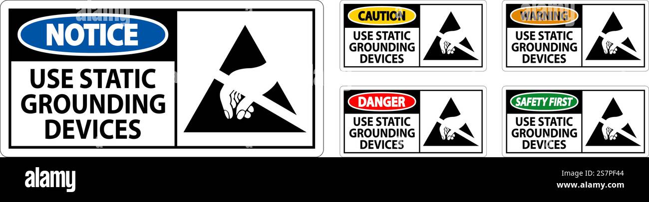 Caution Sign Use Static Grounding Devices Stock Vector Image & Art - Alamy