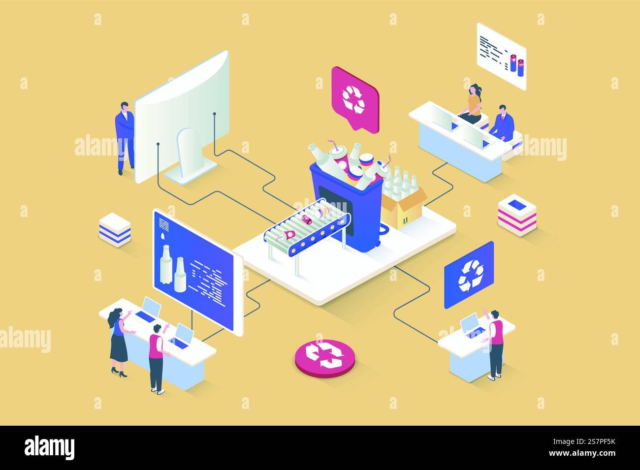 Waste management concept in 3d isometric design eco friendly technology hi-res stock photography ...