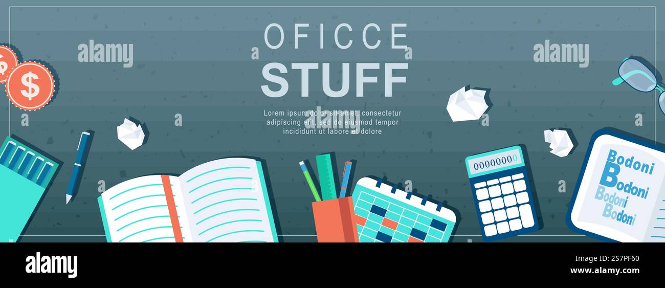 Office stuff horizontal web banner notepad hi-res stock photography and ...