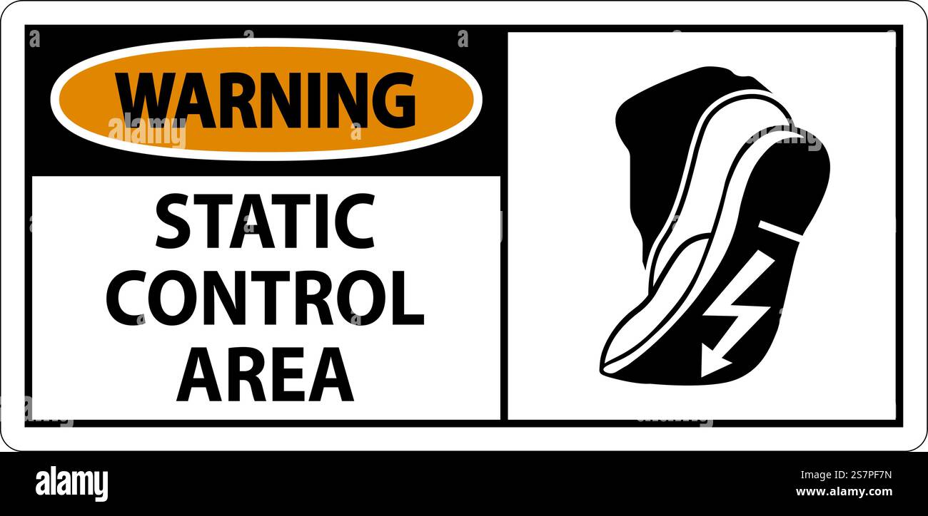 Warning Sign Static Control Area Stock Vector Image & Art - Alamy