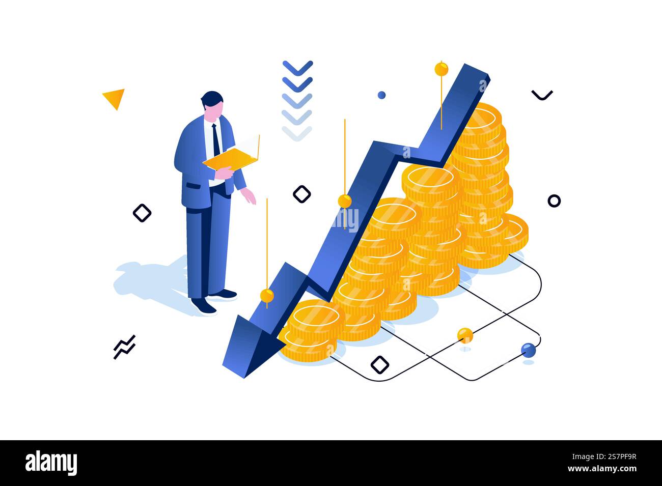 Unemployment crisis concept in 3d isometric design. Man analysis ...