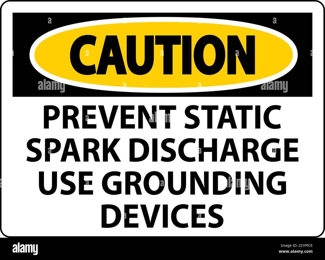 Caution Sign Prevent Static Spark Discharge Use Grounding Devices Stock ...