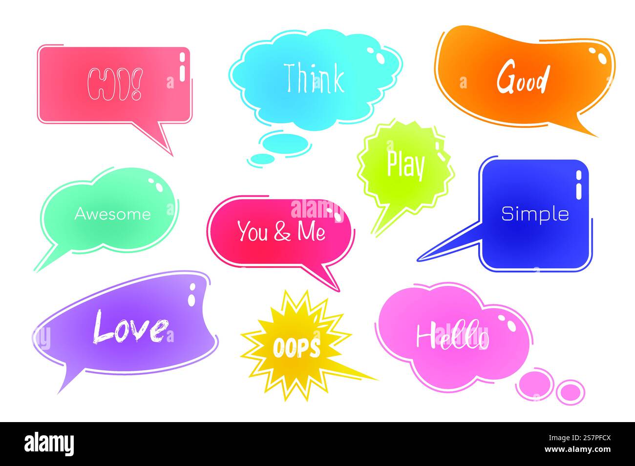 Speech bubbles set in cartoon design. Bundle of different shapes of ...