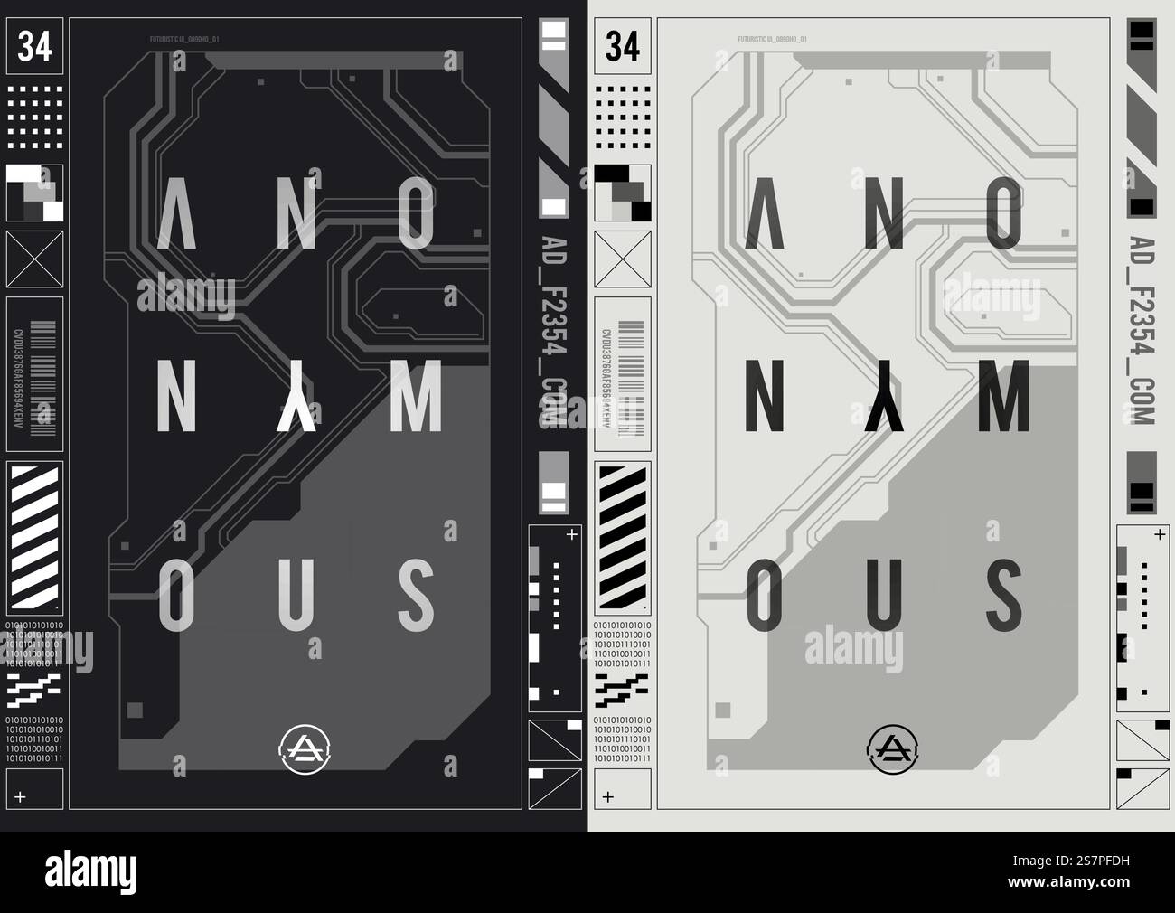 Tech Abstract poster template with HUD elements. cyber culture, Modern ...