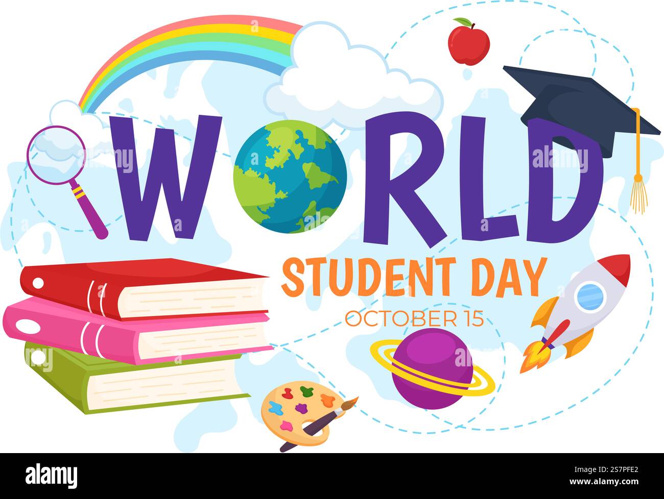 World Students Day Vector Illustration on October 15 with Student, Book ...