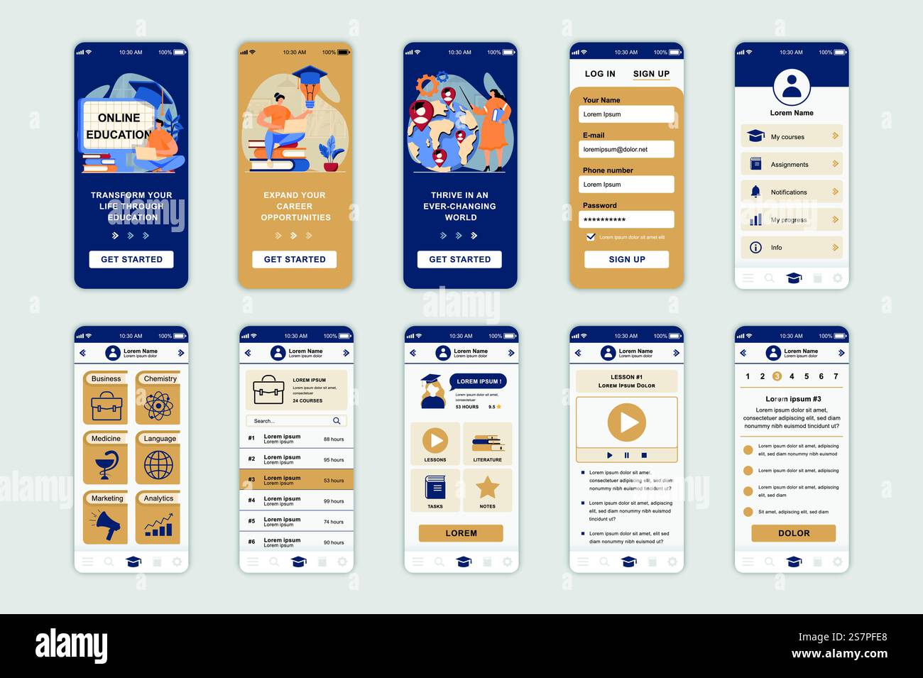 Education concept screens set for mobile app template. People learning ...