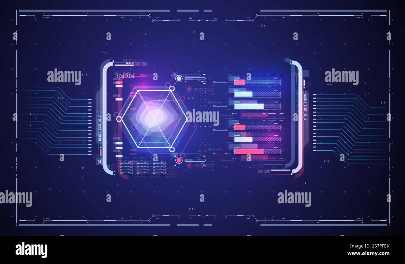 Abstract digital technology. Futuristic HUD, FUI, Virtual Interface ...