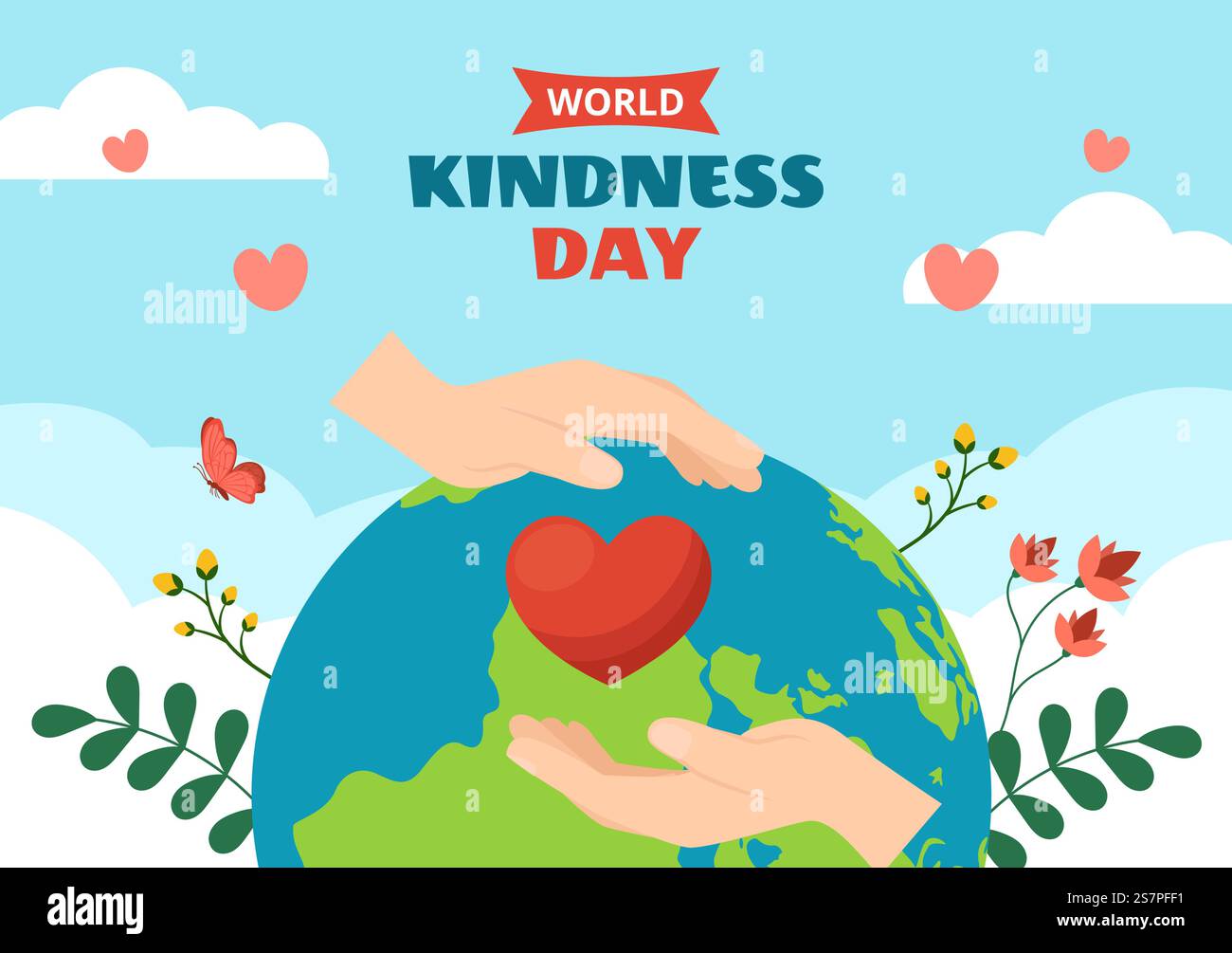 World Kindness Day Label Flat Cartoon Hand Drawn Templates Background ...