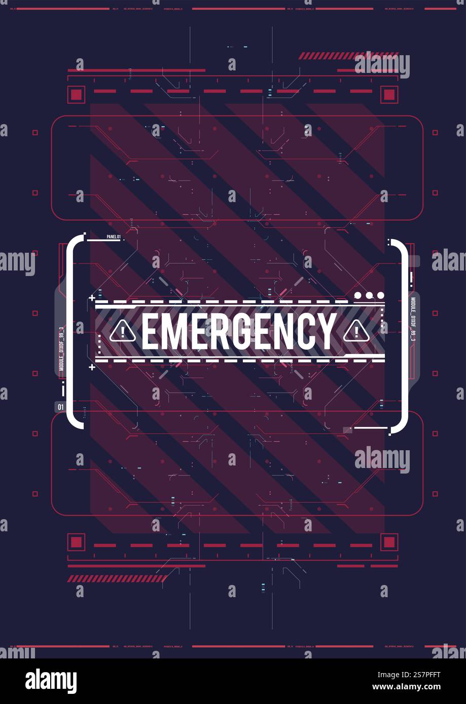 HUD danger and alert attention vector red interface. Emergency ...