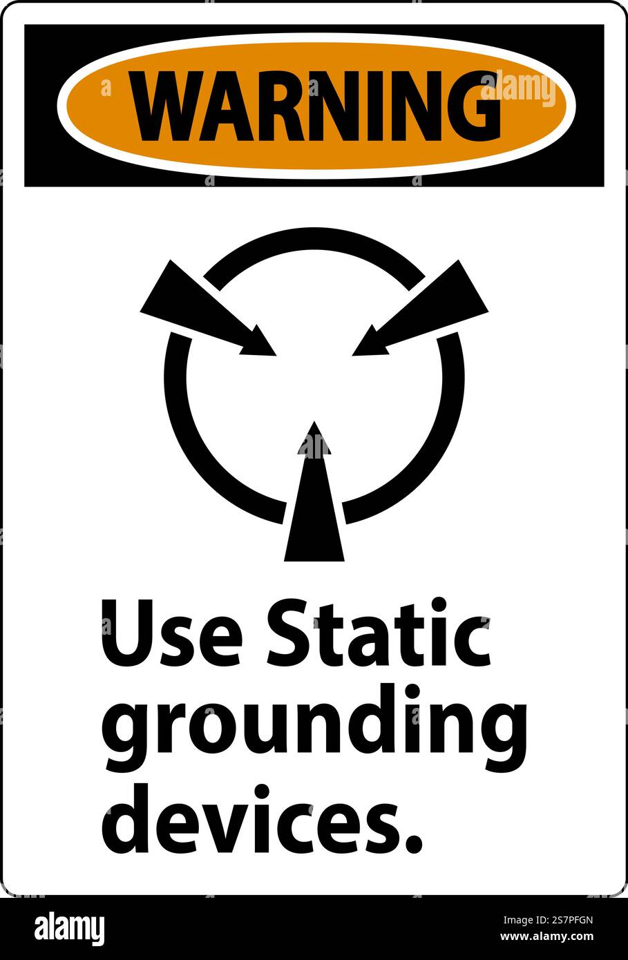 Warning Sign Use Static Grounding Devices Stock Vector Image & Art - Alamy