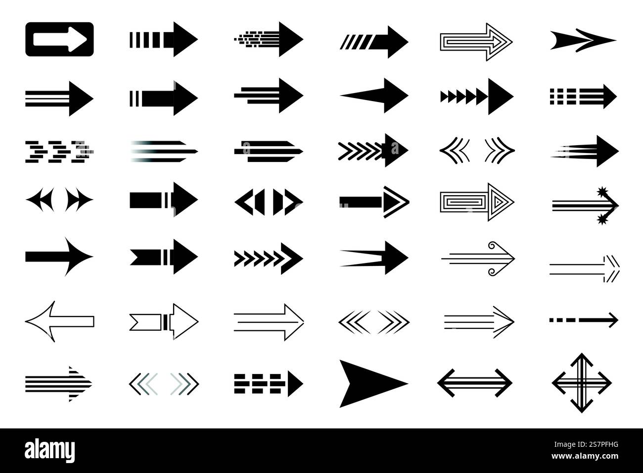 Arrows isolated graphic elements set in flat design. Bundle of ...