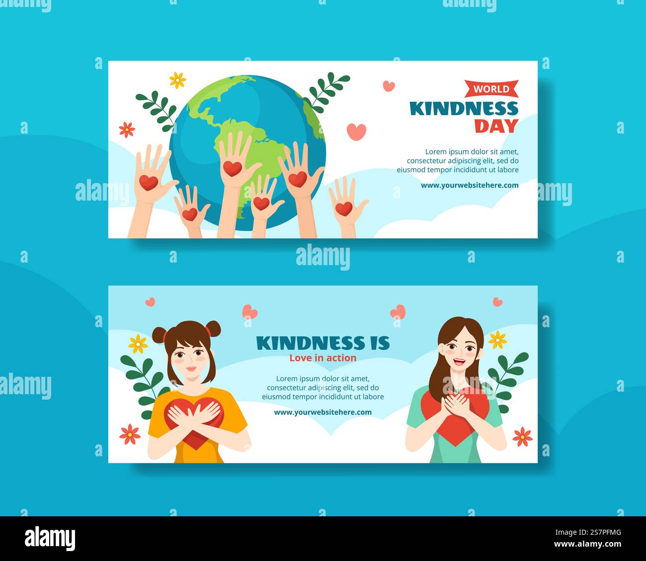 World Kindness Day Horizontal Banner Flat Cartoon Hand Drawn Templates ...