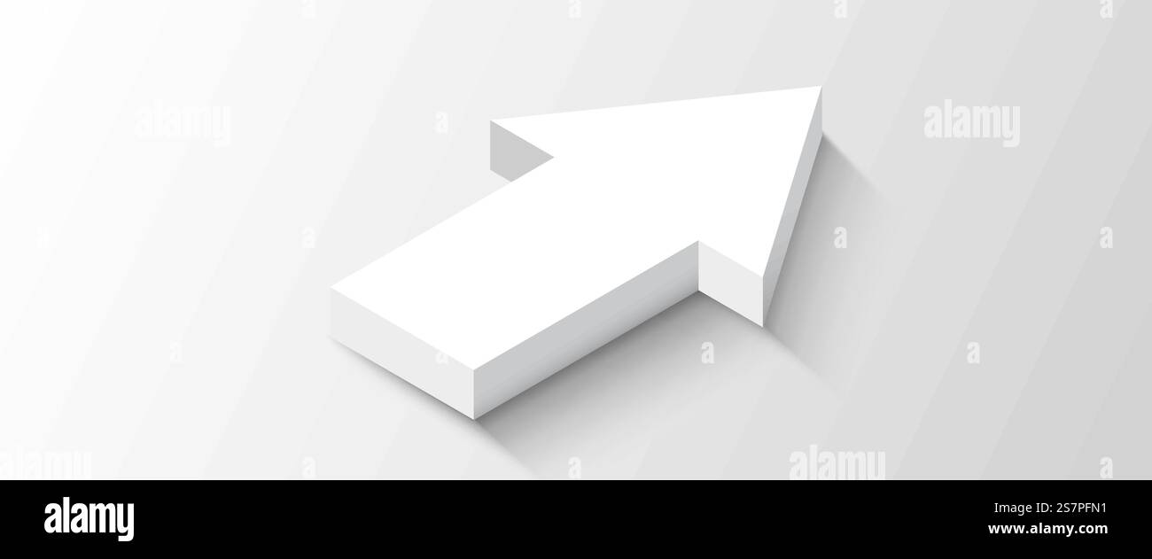 3d white minimalist arrow symbol. Vector illustration. 3d white ...