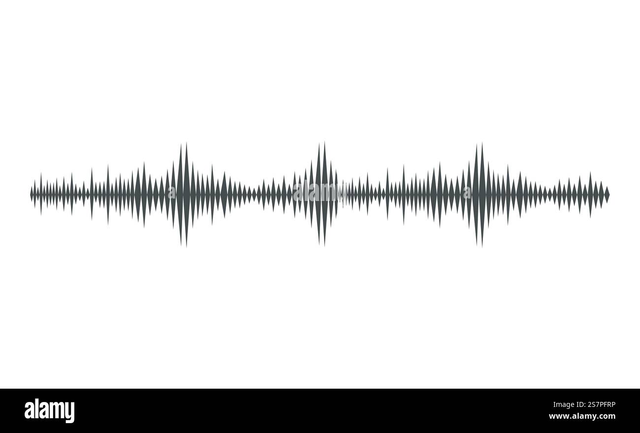 Sound wave with black lines signal, high frequency radio wave. Vector ...