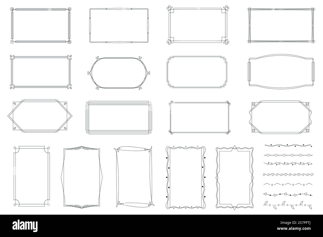 Decorative frames set graphic elements in flat design. Bundle of ...