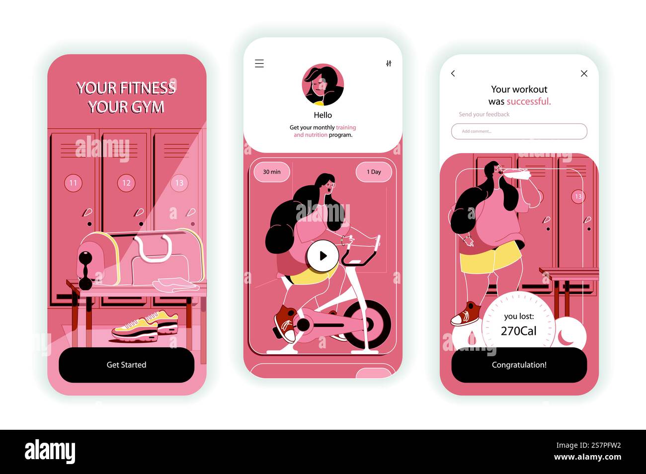Fitness gym concept onboarding screens. Cardio training and exercises ...