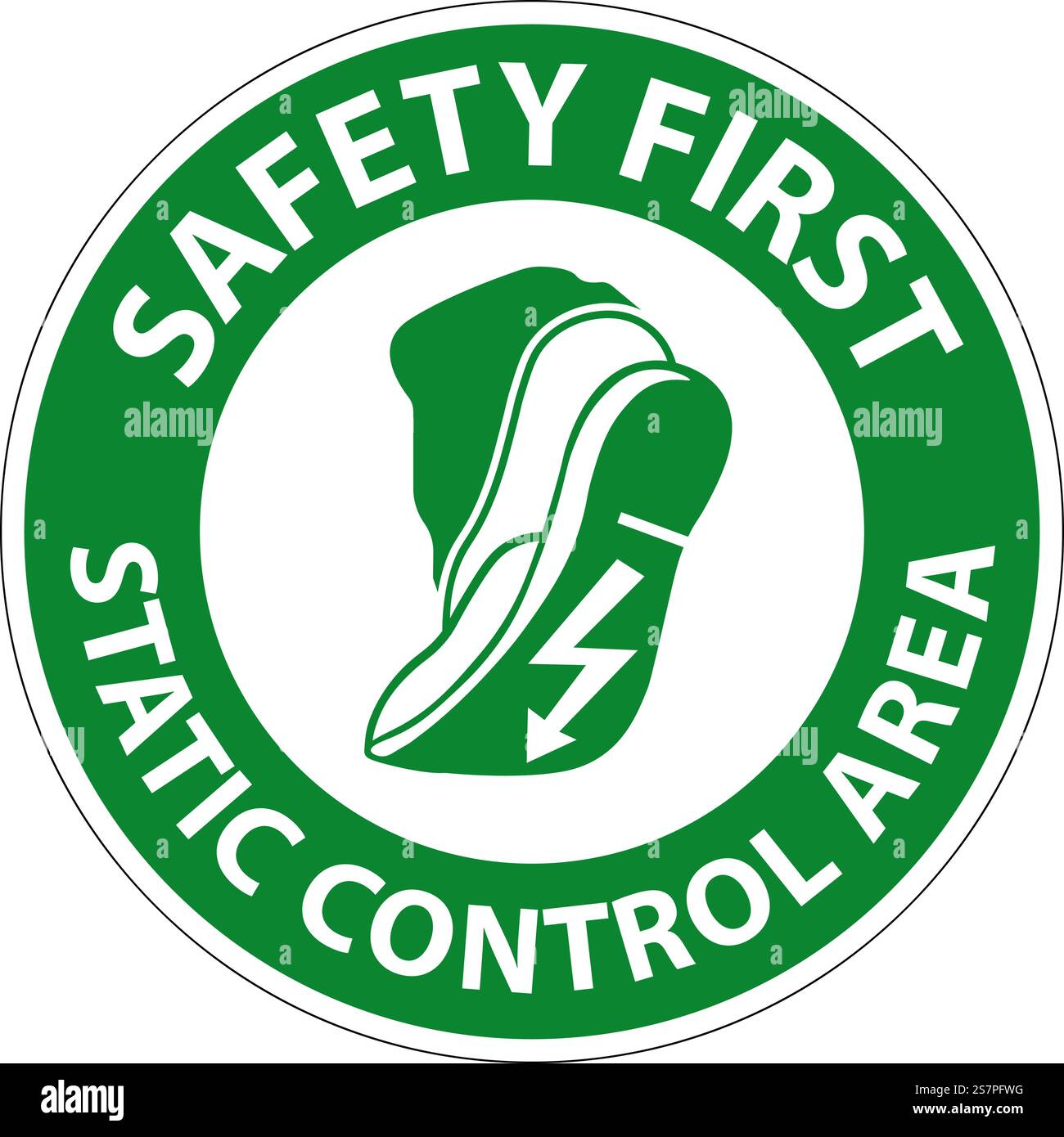Safety First Sign Static Control Area Stock Vector Image & Art - Alamy