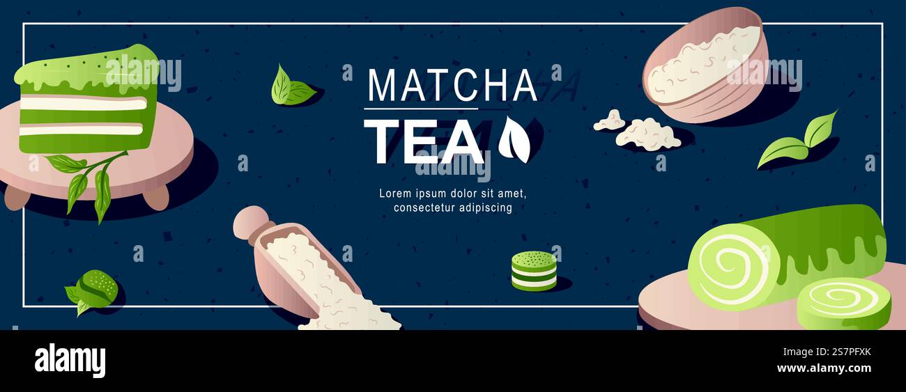 Matcha tea horizontal web banner green cake hi-res stock photography ...