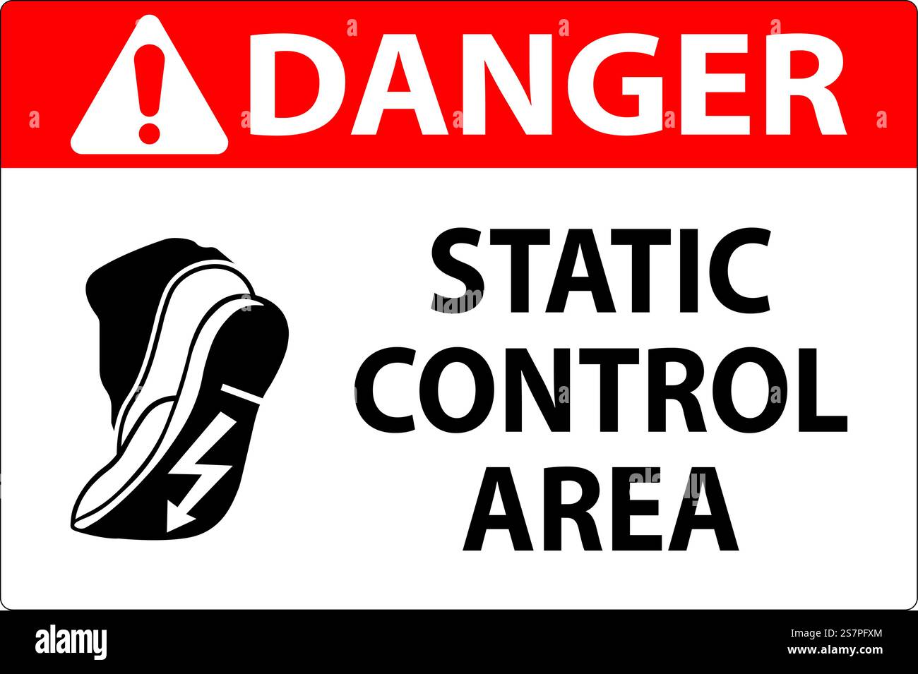 Danger Sign Static Control Area Stock Vector Image & Art - Alamy