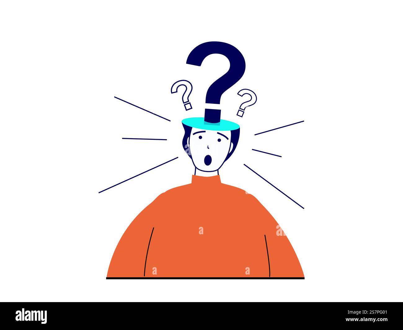 Mental health concept with character situation. Excited man asks ...