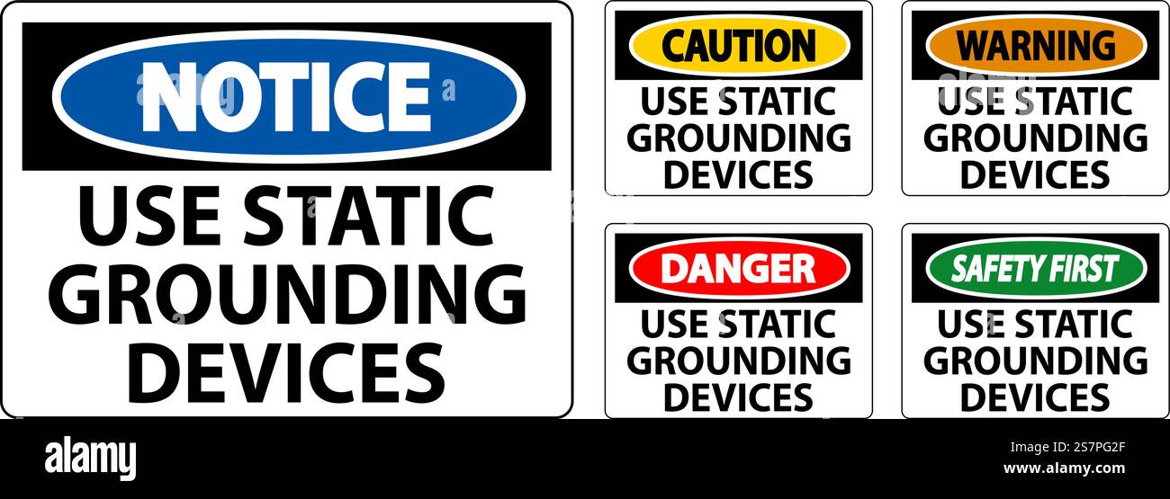 Caution Sign Use Static Grounding Devices Stock Vector Image & Art - Alamy