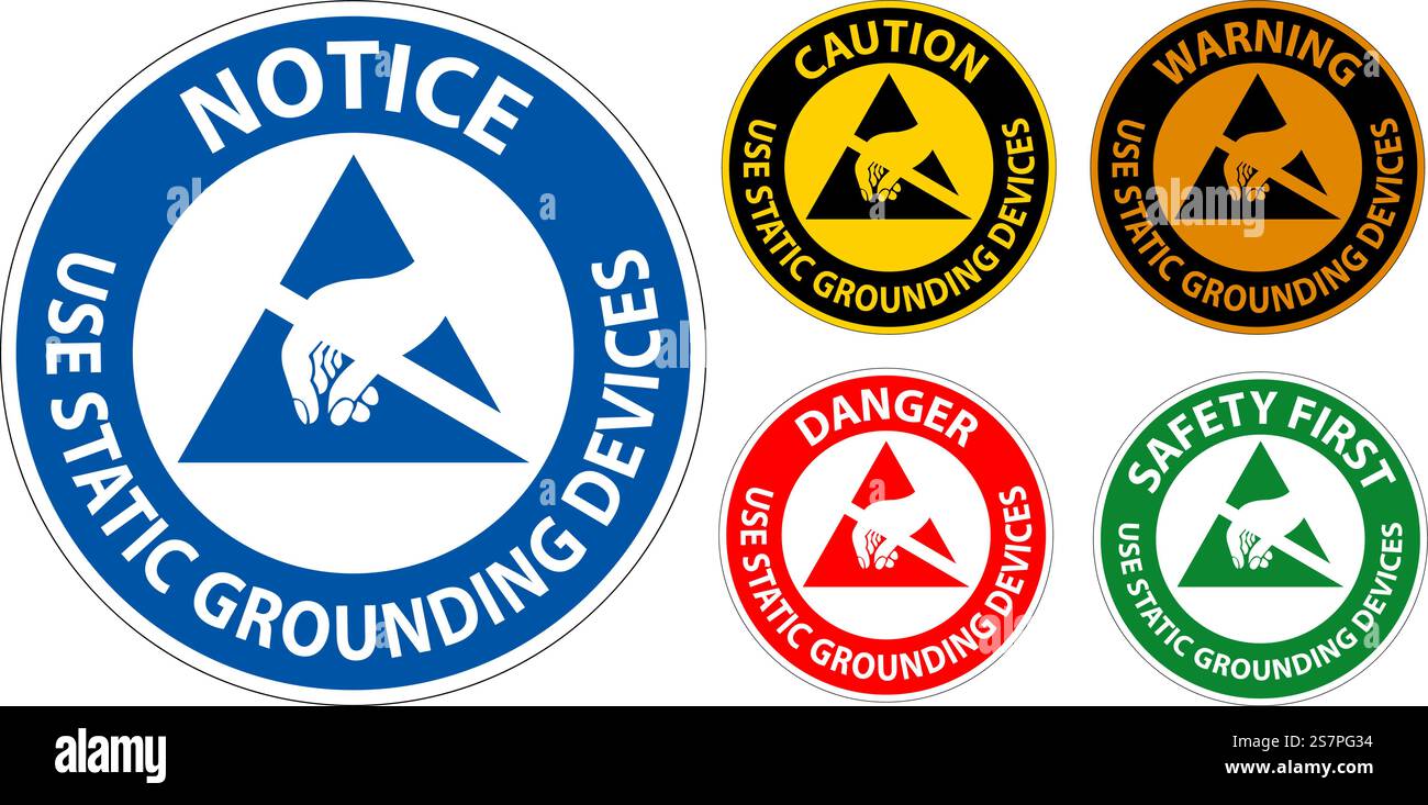 Caution Sign Use Static Grounding Devices Stock Vector Image & Art - Alamy