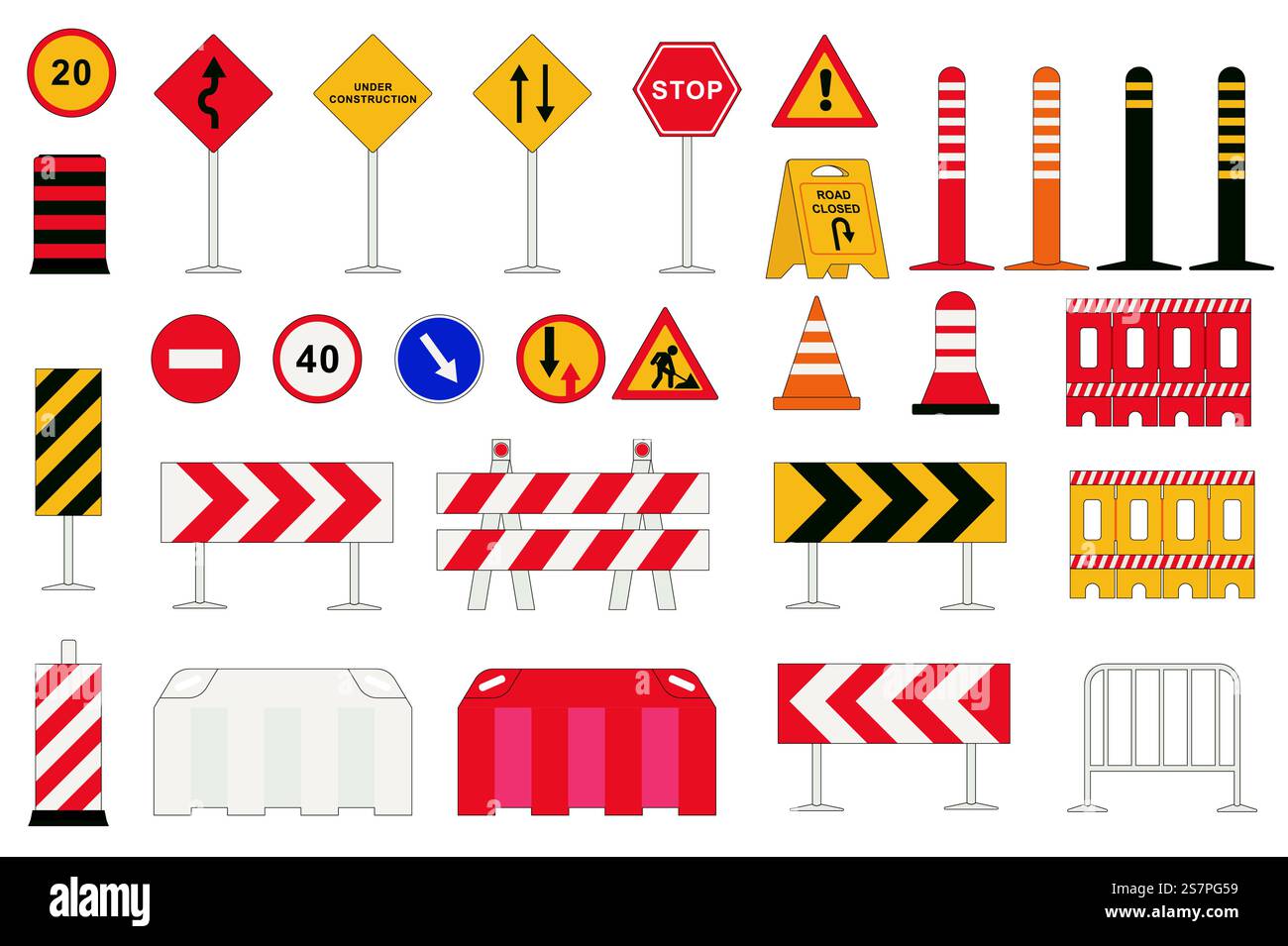 Road signs set graphic elements in flat design. Bundle of signpost and ...