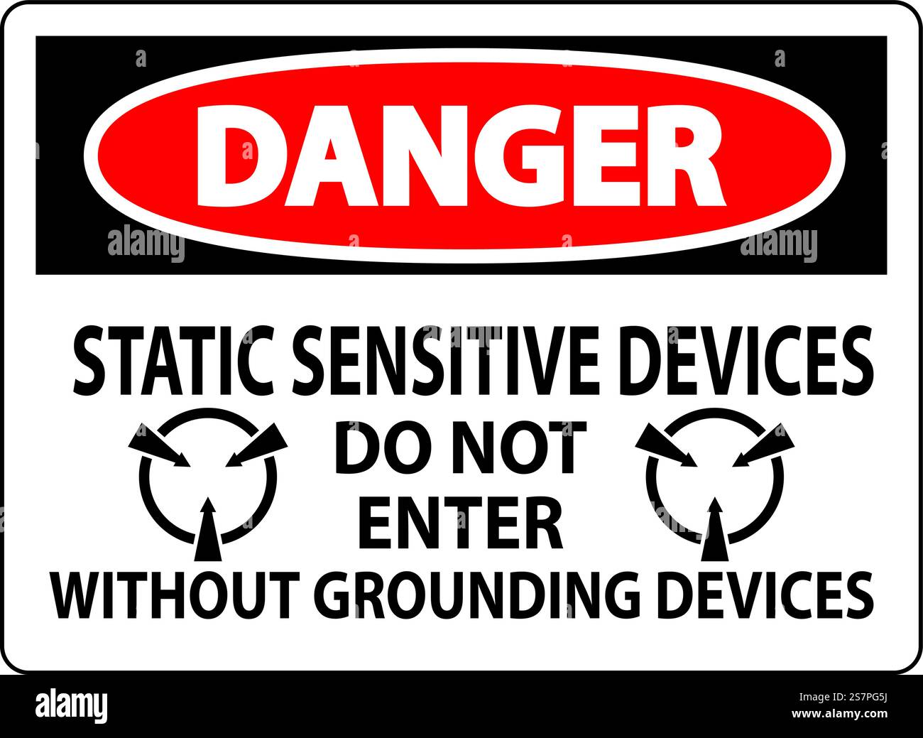 Danger Sign Static Sensitive Devices Do Not Enter Without Grounding Devices Stock Vector Image