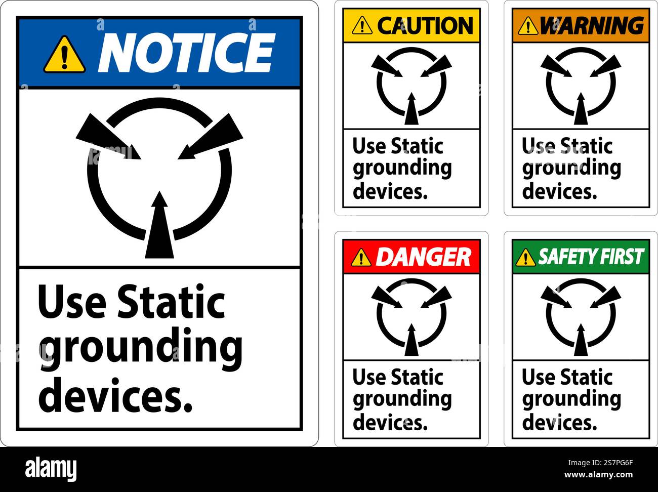 Warning Sign Use Static Grounding Devices Stock Vector Image & Art - Alamy