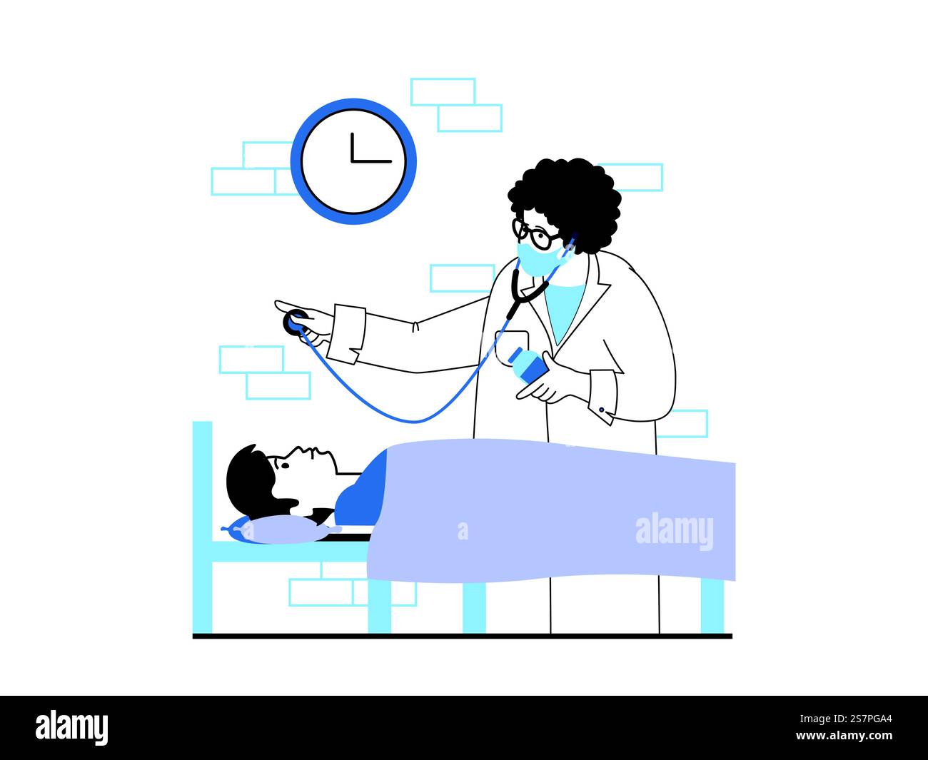 Medical concept with character situation. Doctor with stethoscope ...