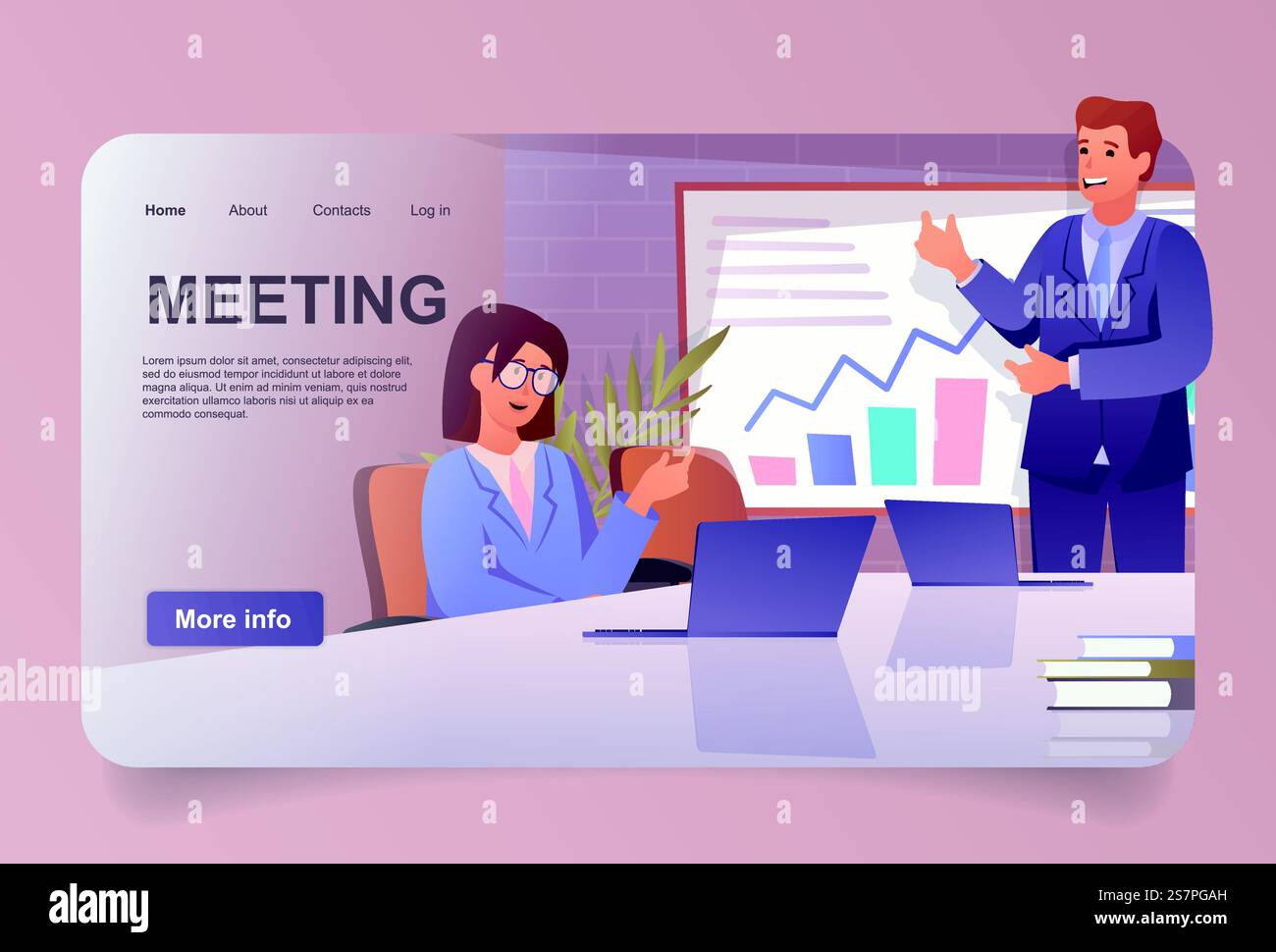 Work meeting at office concept in cartoon design for landing page ...