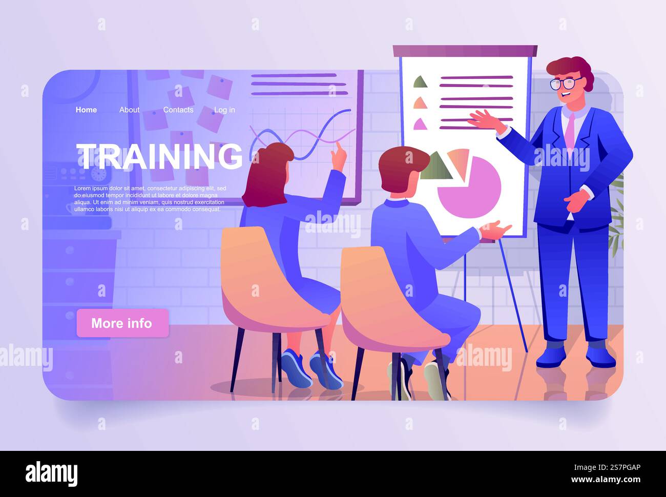 Business training concept in cartoon design for landing page. Coach ...