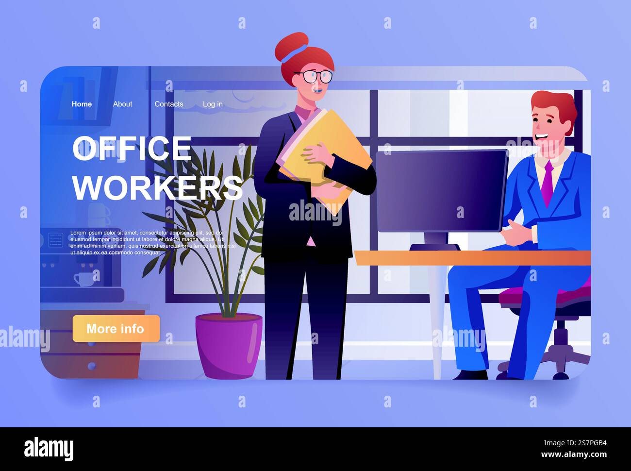 Office workers concept in cartoon design for landing page. Employees ...